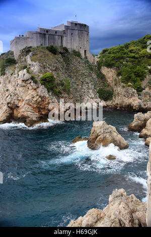 The walled town of Dubrovnik and Fort Lovrijenac also known as the Red ...