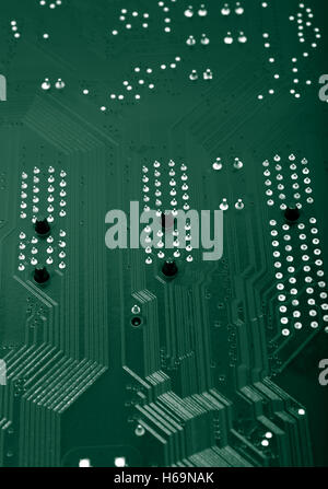 Close-up shot of PCB printed circuit board with mounted electrical ...
