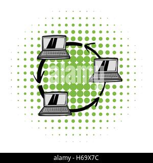 Exchange of data between three computers flat icon Stock Vector Image ...