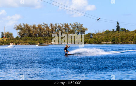 Kiteboarding and wakeboarding by cable at Keys Cable Park on Grassy Key ...