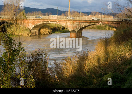 Cecina, Livorno, Tuscany - the flooded Cecina river due to heavy rains ...