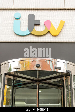 ITV logo on ITV London Studios building at South Bank, London Stock ...