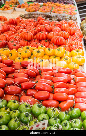 Colorful farm-fresh produce display at the Bird in Hand Farmers Market ...