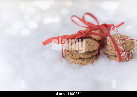 Christmas chia cookies on snow Stock Photo - Alamy