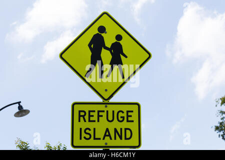 pedestrian traffic refuge island crossing point Newtownabbey UK Stock ...