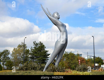 A bronze statue of Athena by artist Nasser Azam near the London City ...