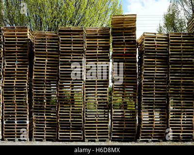 columns of stacked pallets Stock Photo - Alamy