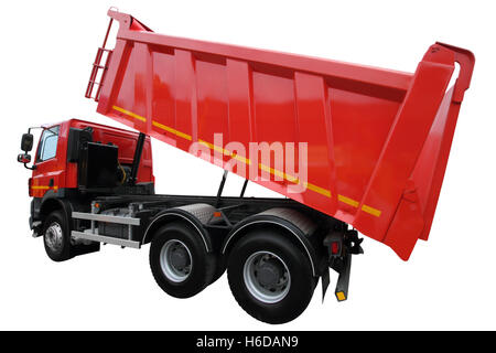 The red lorry isolated on a white background Stock Photo - Alamy