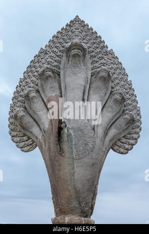 Naga sculpture (multi-headed snake). Elephant terrace. Angkor. Cambodia ...