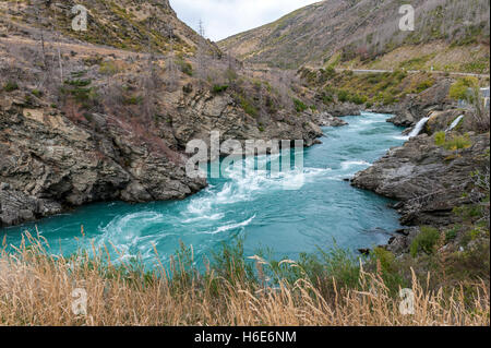 Roaring Meg hydro electric power plant next to the Roaring Meg Stream ...