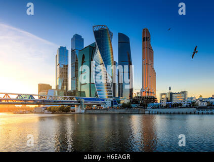 Skyscrapers of the International Business Center (City) closeup, Moscow ...