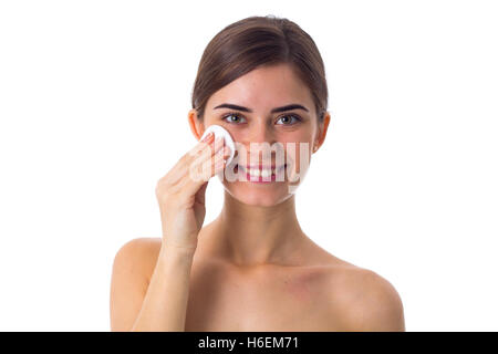 Young woman using cotton pads Stock Photo - Alamy