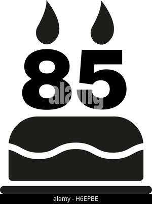 Number eighty five. Birthday candle vector. Colorful polka dots. Grey ...