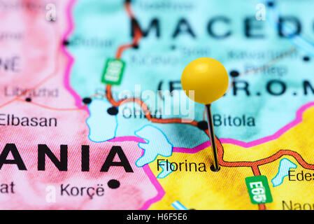 Florina pinned on a map of Greece Stock Photo - Alamy