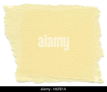 Texture buff yellow fiber paper torn edges. Isolated on white ...