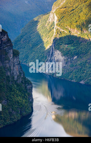 Viewpoint Ornesvingen at the Geirangerfjord with Seven Sisters ...