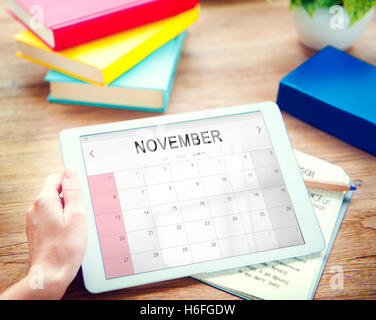 November Monthly Calendar Weekly Date Concept Stock Photo - Alamy
