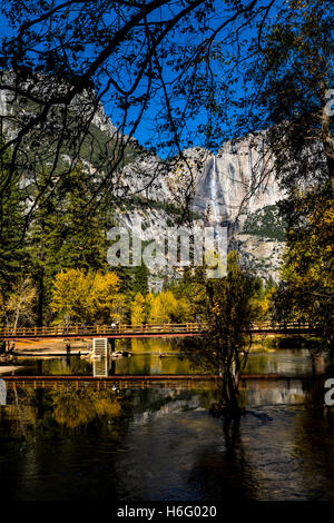 The Swinging Bridge over the Merced River in Yosemite National Park ...