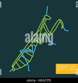 Praying mantis linear icon. Mantodea. Insect. Thin line illustration ...