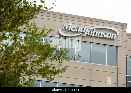 A logo sign outside of the headquarters of the Mead Johnson Nutrition ...