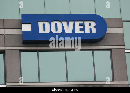 A logo sign outside of the headquarters of the Dover Corporation in ...