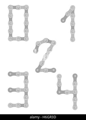 Bike chain alphabet A to I on a white background Stock Photo - Alamy
