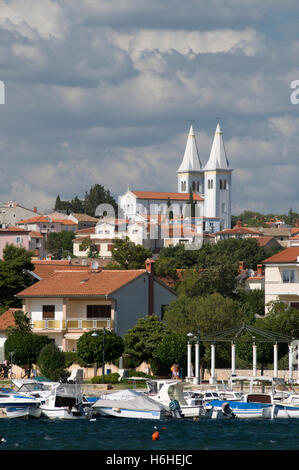 Croatia, Istria, Medulin, town view, church, harbour, Balkan Peninsula ...