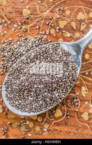 Chia seeds with a metal spoon close up Stock Photo - Alamy