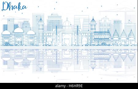 Outline Dhaka Skyline with Blue Buildings. Vector Illustration ...