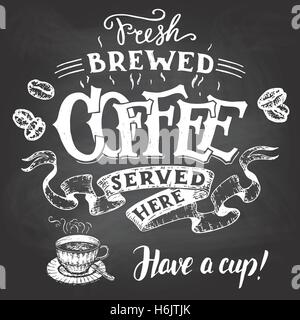 Fresh brewed coffee poster with text Stock Vector Image & Art - Alamy