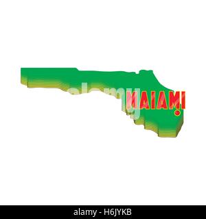 Map of Florida with Miami icon, cartoon style Stock Vector Image & Art ...