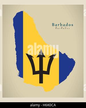 Barbados Map Flag. Map of Barbados with country flag. Vector ...
