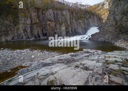 Waterfall in late autumn, Sakhalin Island, Russia Stock Photo - Alamy