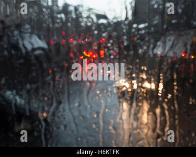 View from a bus in wet weather Stock Photo - Alamy