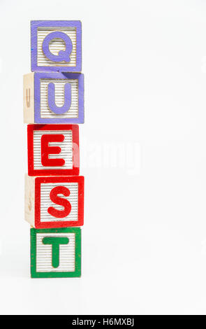 Alphabet letter with word quest in black line hand drawing as bubble ...