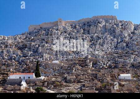 The abandoned village or Chorio and medieval castle of the Knights of ...