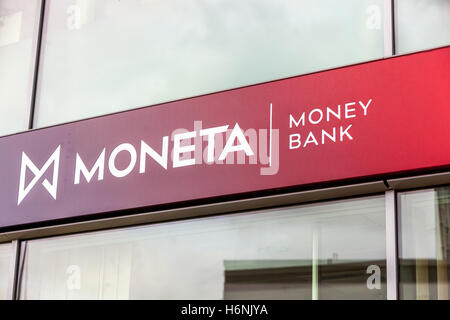 Moneta Money Bank, logo, sign, Prague, Czech Republic Stock Photo - Alamy