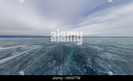 Wide panorama of Lake Baikal ice hummocks in Olkhon Island Stock Photo ...