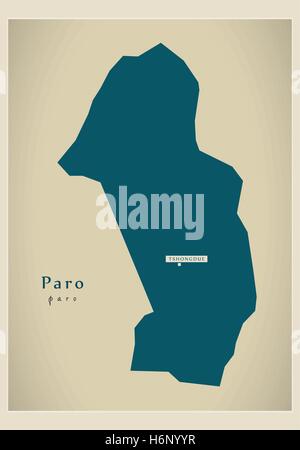 Paro state of Bhutan Vector map illustration on white background ...