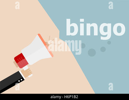 Bingo. Hand holding megaphone and speech bubble. Flat design Stock ...