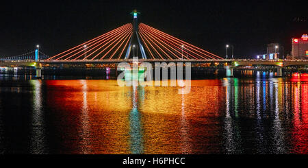 Han River Bridge (Cau Song Han) at night. Da Nang city, Vietnam Stock ...