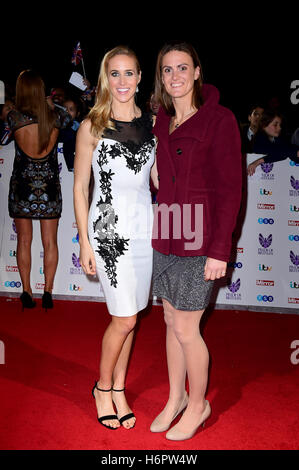 Helen Glover and Heather Stanning, of Britain, celebrate their gold in ...