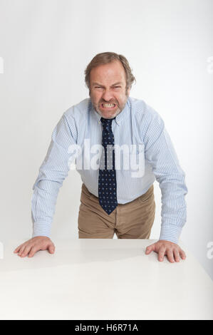 portrait blank european caucasian raving furious angry irately young ...