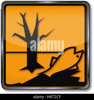 Orange warning sign for dangerous goods , here 90 environmentally ...