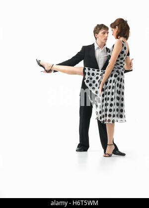 Polka dance A couple dancing in traditional dress Czech folklore South ...