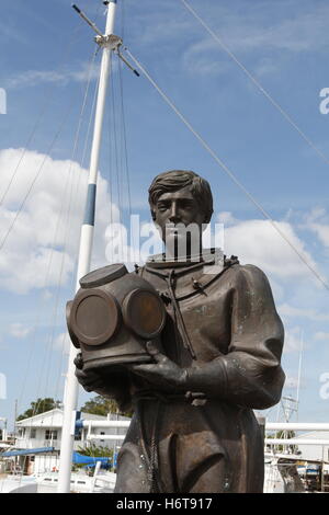 Historic Greek sponge diver in antique diving suit dives for sponges in ...