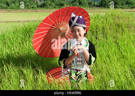 Girl from the Hmong minority in a village near Dong Van in Vietnam on ...