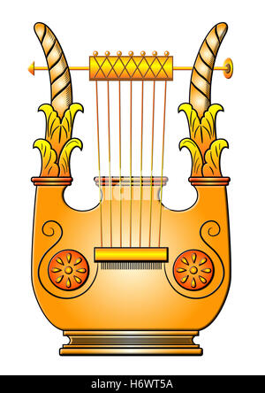 Greek musical instrument lyra isolated over white Stock Photo - Alamy