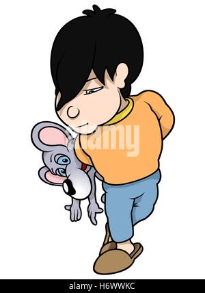 Boy Holding Mouse Stock Vector Image & Art - Alamy