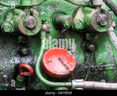 Detail of an old historic tractor old-timer motor Stock Photo - Alamy